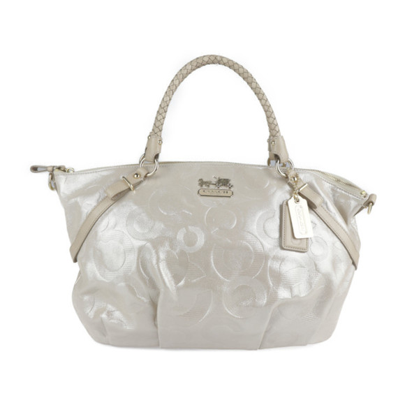 Coach | Bags | Coach Op Art Handbag 6269 Coated Leather Beige 2way ...